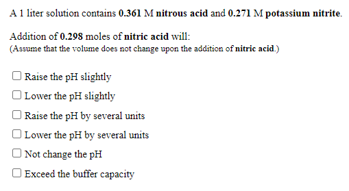 Solved A1 liter solution contains 0.361 M nitrous acid and | Chegg.com