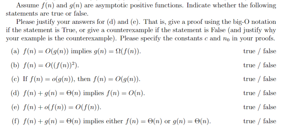 Solved Assume f(n) and g(n) are asymptotic positive | Chegg.com