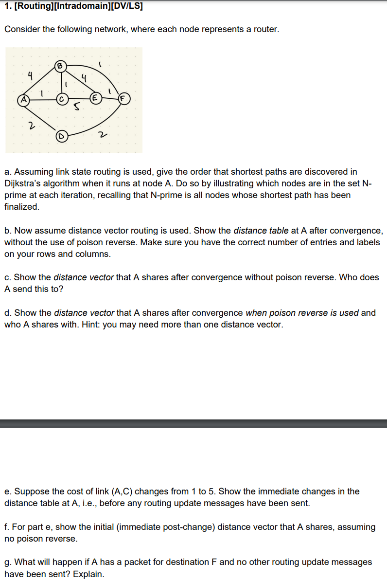 Solved Consider the following network, where each node | Chegg.com