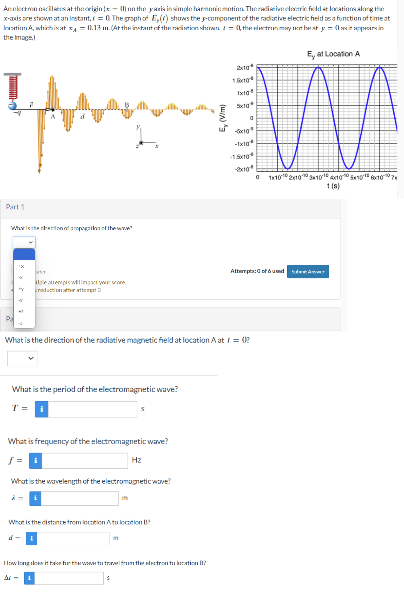 Solved Part 1What is ﻿the direction of ﻿propagation of ﻿the | Chegg.com