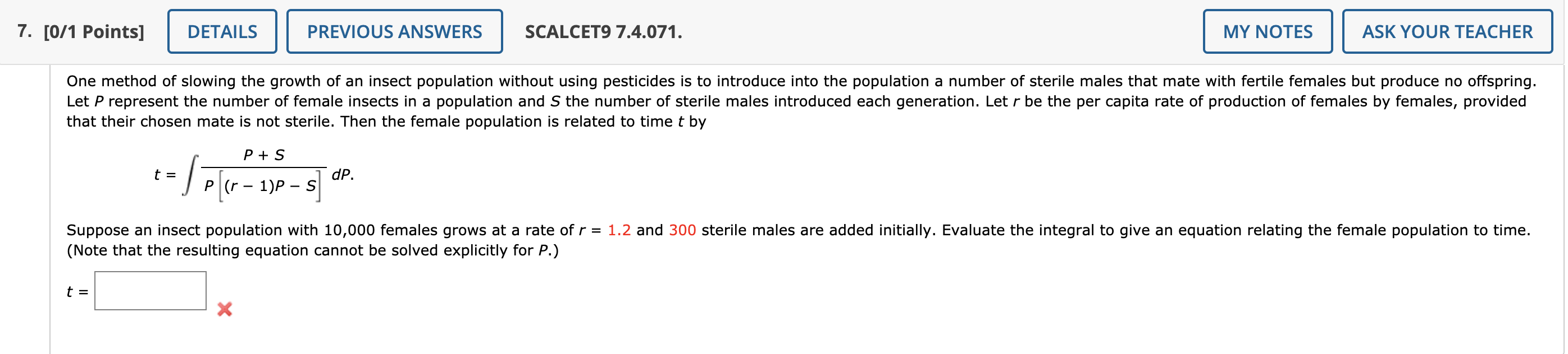 Solved 7. [0/1 Points] DETAILS PREVIOUS ANSWERS SCALCET9 | Chegg.com