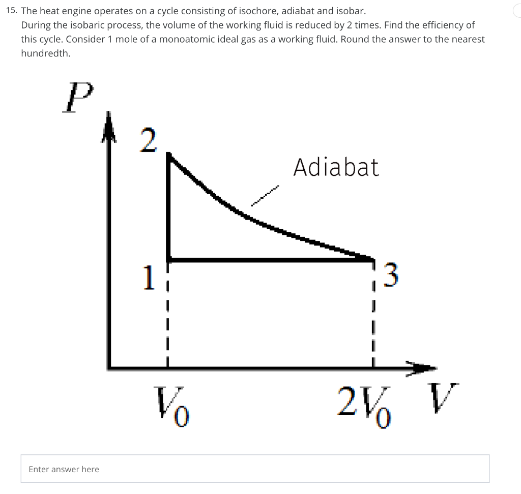 Solved 15. The heat engine operates on a cycle consisting of | Chegg.com