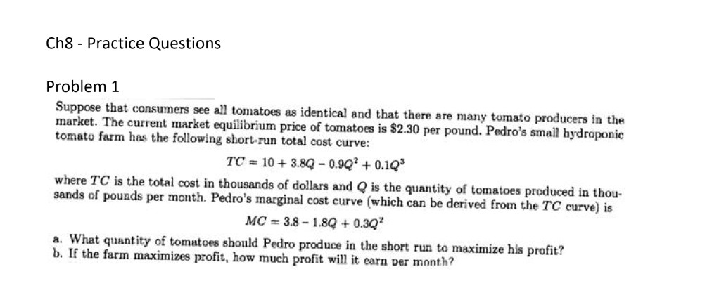 Solved Ch8 - Practice Questions Problem 1 Suppose that | Chegg.com