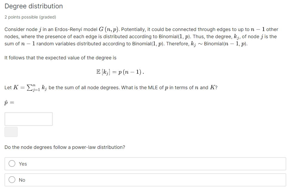 Solved Degree distribution 2 points possible (graded) | Chegg.com