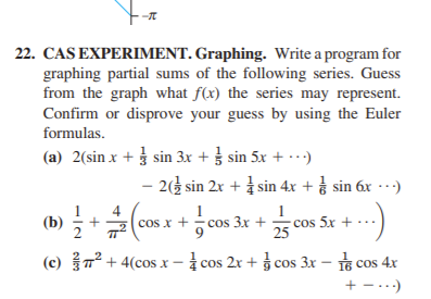 Solved -T 22. CAS EXPERIMENT. Graphing. Write a program for | Chegg.com