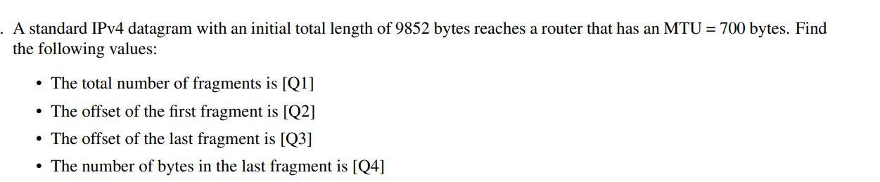Solved . A standard IPv4 datagram with an initial total | Chegg.com