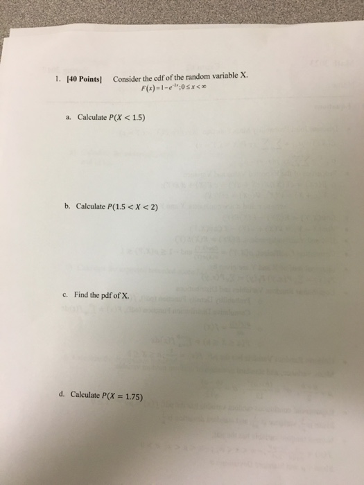 Solved Consider the cdf of the random variable X. F (x) = 1 | Chegg.com