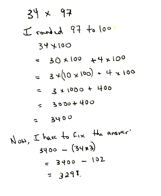 Solved Solve this problem (34×97) in a different way than | Chegg.com