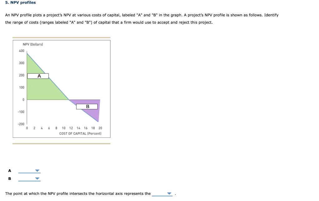 Solved 5. NPV profiles An NPV profile plots a project's NPV | Chegg.com