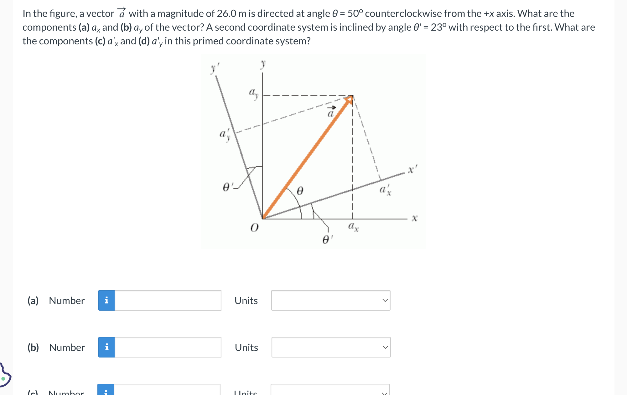 Solved In the figure, a vector a with a magnitude of 26.0 m | Chegg.com