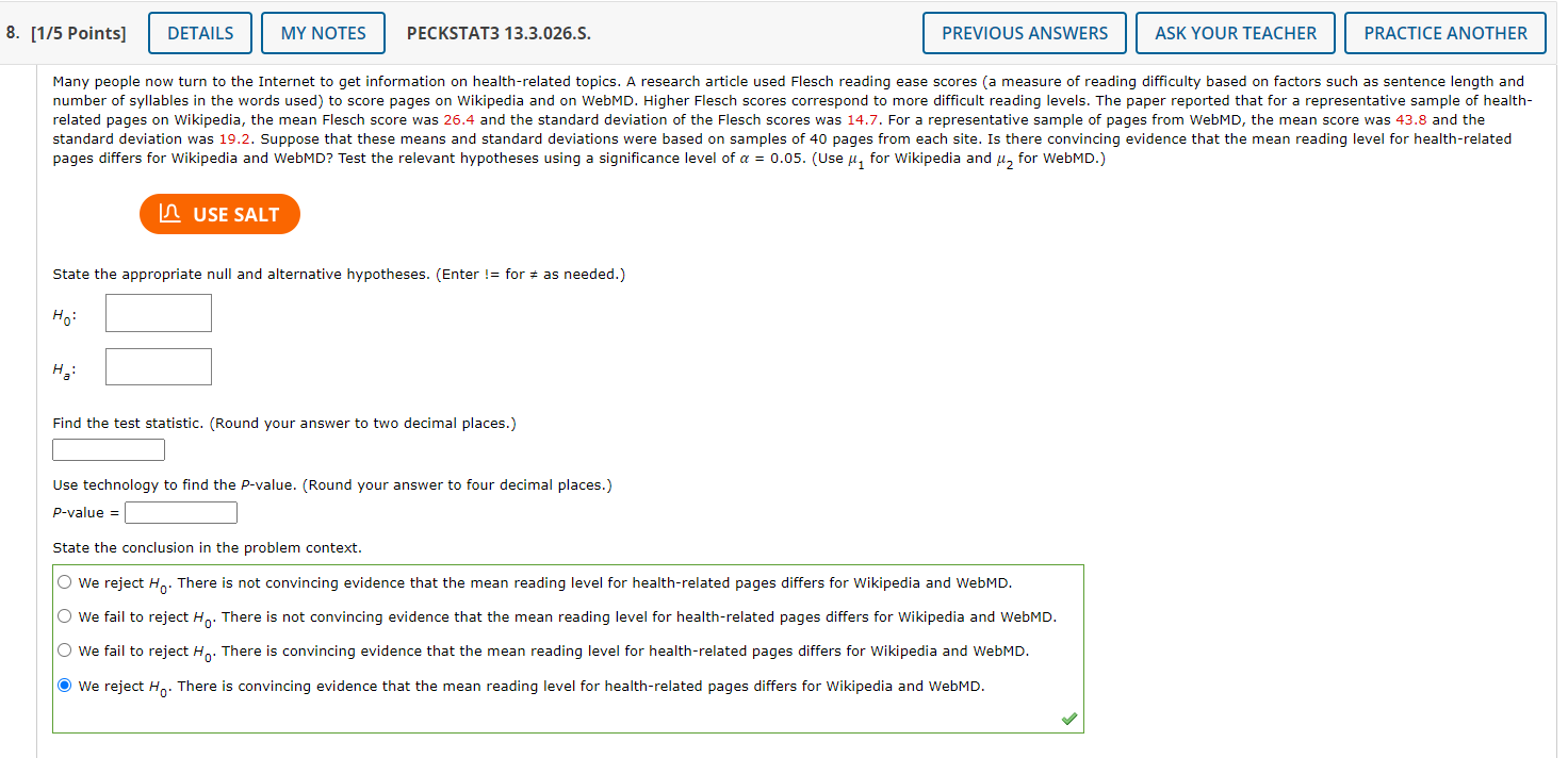 Solved pages differs for Wikipedia and WebMD? Test the | Chegg.com
