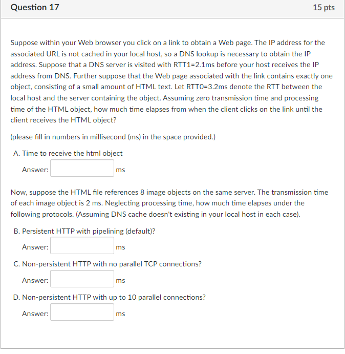 Solved Suppose within your Web browser you click on a link | Chegg.com