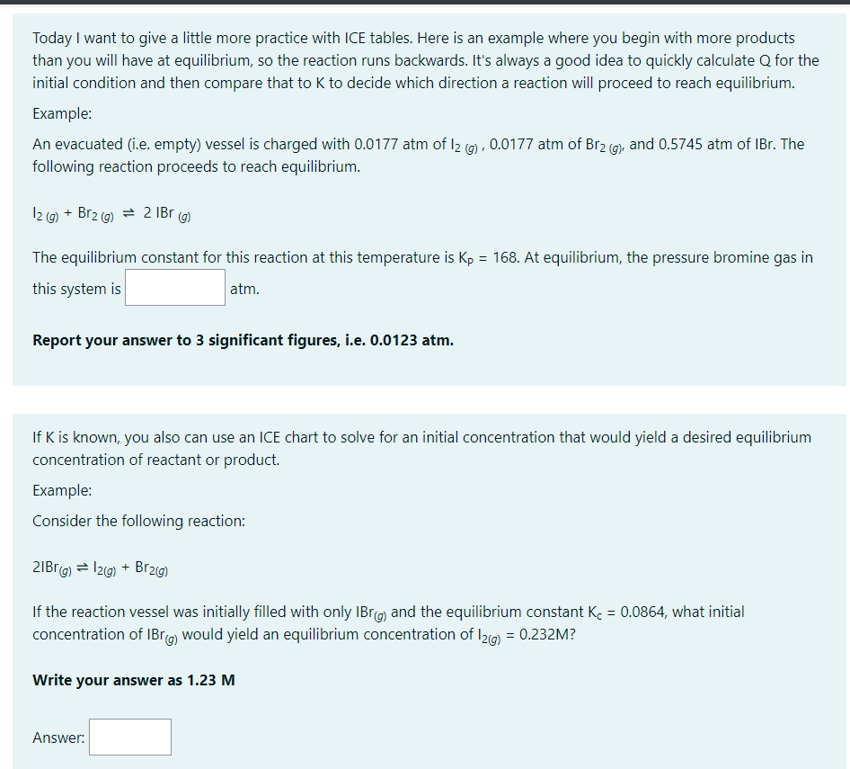 Solved Today I want to give a little more practice with ICE | Chegg.com