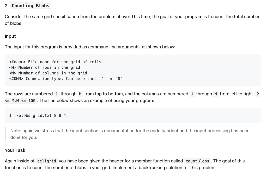 2. Counting Blobs Consider the same grid | Chegg.com