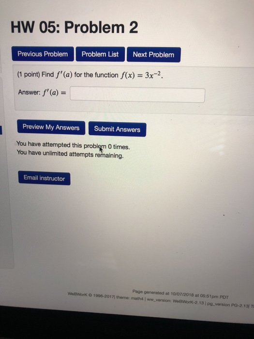 Solved HW 05: Problem 2 Previous Problem Problem ListNext | Chegg.com
