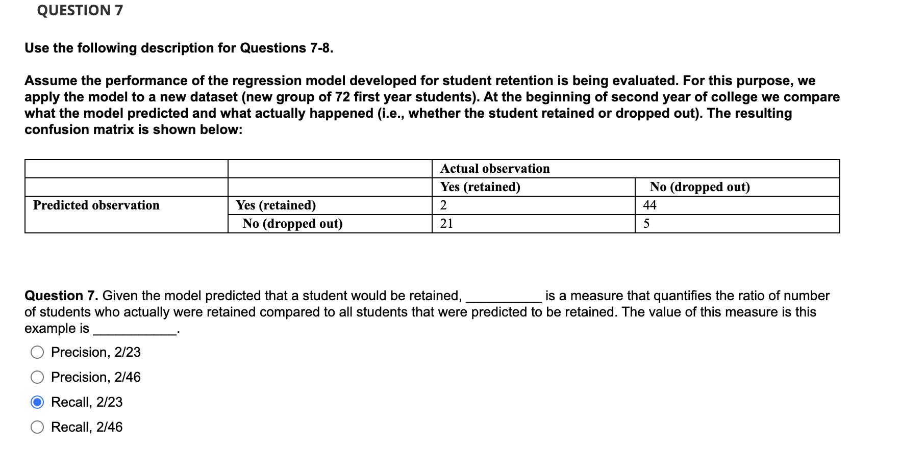 Solved Use The Following Description For Questions 7 8