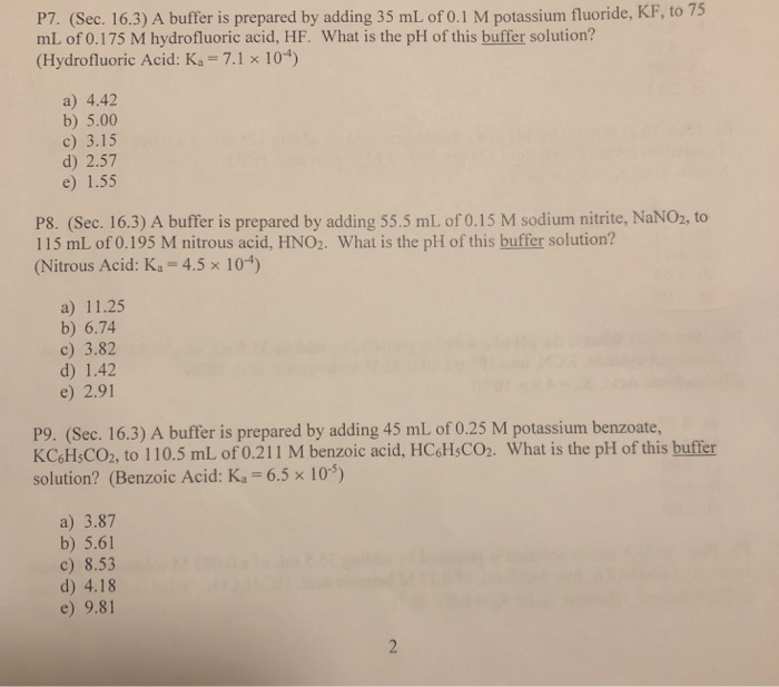 Solved P7. (Sec. 16.3) A buffer is prepared by adding 35 mL | Chegg.com