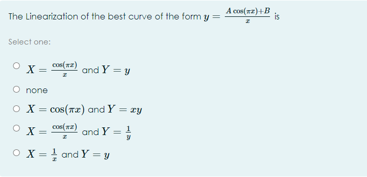 Solved The Linearization of the best curve of the form | Chegg.com