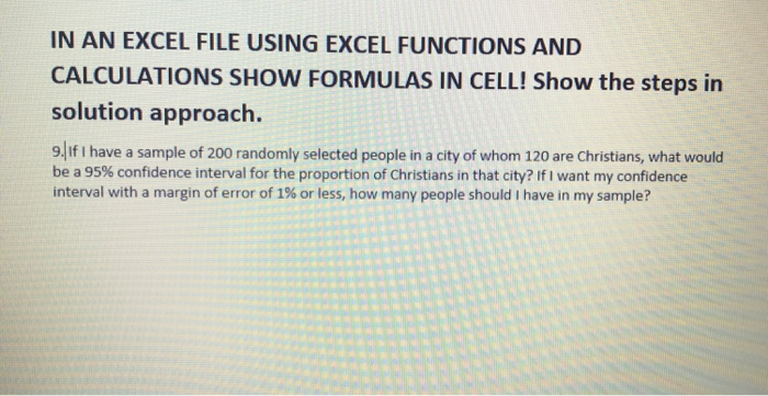 Solved In An Excel File Using Excel Functions And 1747