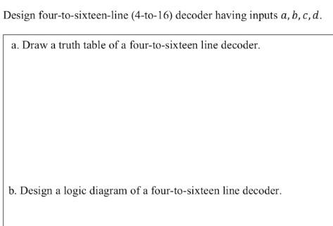 Solved Design four-to-sixteen-line (4-to-16) decoder having | Chegg.com