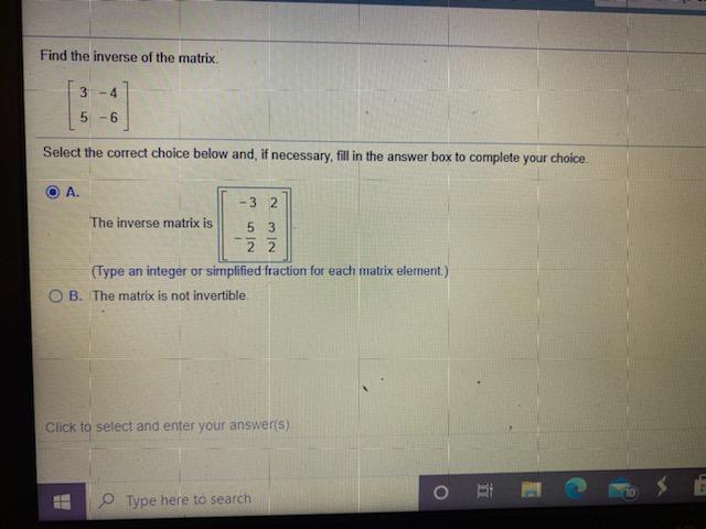 Solved Find The Inverse Of The Given Matrix If It Exists 