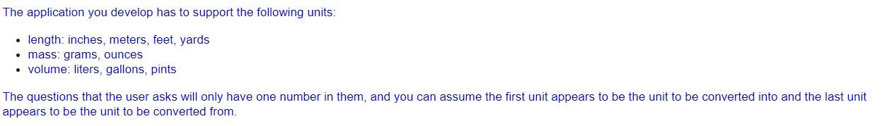 Solved Problem 1-Metric Converter Write an application that | Chegg.com