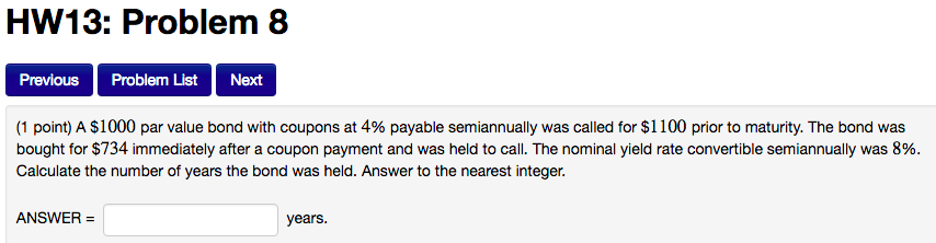 Solved HW13: Problem 8 Previous Problem List Next (1 point) | Chegg.com