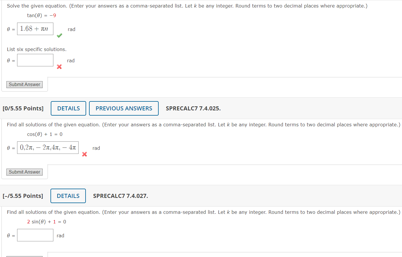 Solved Solve the given equation. (Enter your answers as a | Chegg.com
