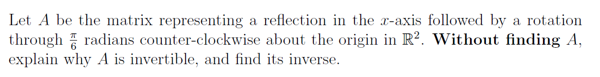 Solved Let A be the matrix representing a reflection in the | Chegg.com
