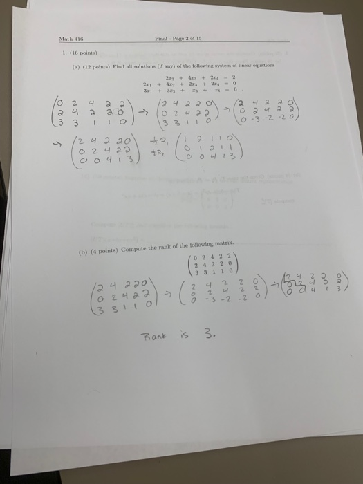 Solved Math 416 Final- Page 2 of 1t 1. (16 poits) (a) (12 | Chegg.com