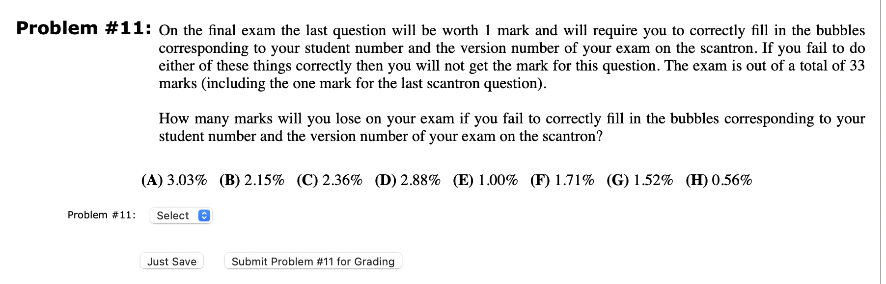 Solved Problem #11: On the final exam the last question will | Chegg.com