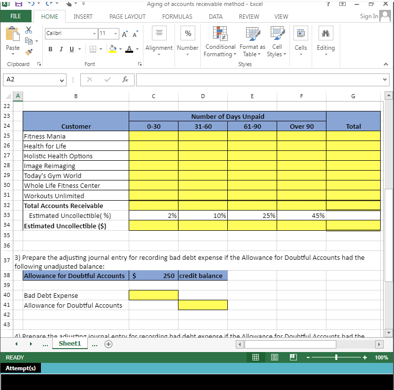 Solved XDS ? - Aging of accounts receivable method - Excel | Chegg.com