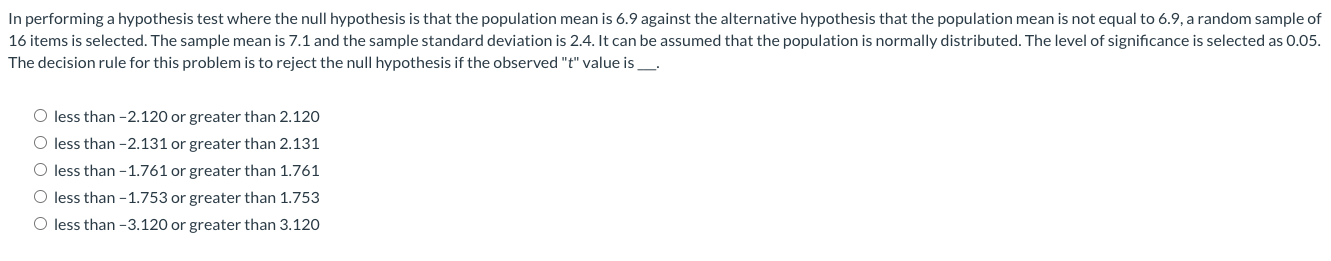 Solved The decision rule for this problem is to reject the | Chegg.com