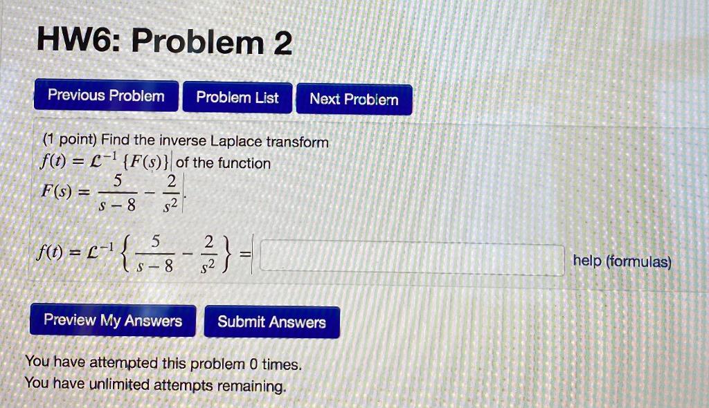 Solved Hw6 Problem 2 Previous Problem Problem List Next 