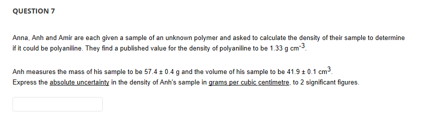 Solved QUESTION 7 Anna, Anh and Amir are each given a sample | Chegg.com