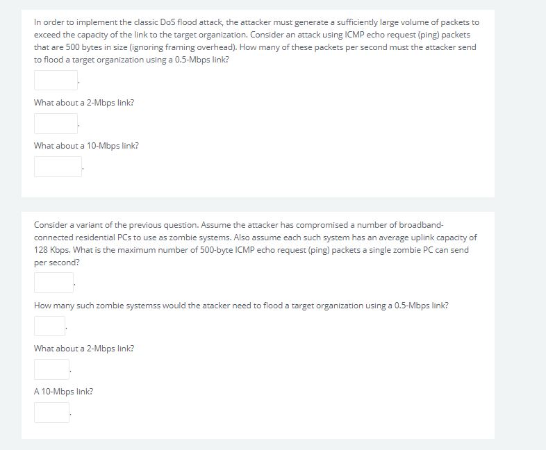 Solved In order to implement the classic DoS flood attack, | Chegg.com