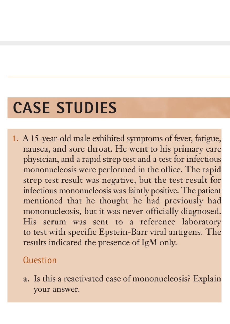 Solved A 15-year-old male exhibited symptoms of fever, | Chegg.com