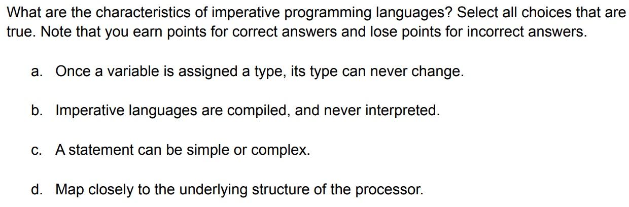 Solved What are the characteristics of imperative | Chegg.com
