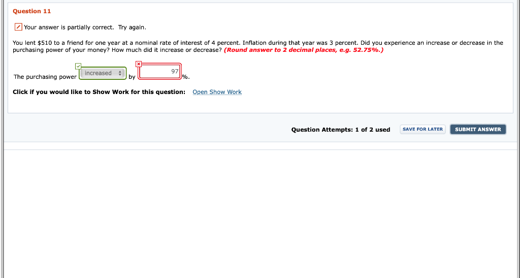 Solved Question 11 Your Answer Is Partially Correct Try