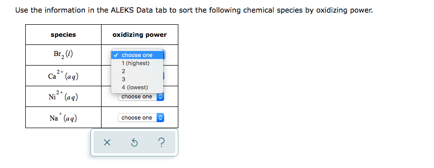 Solved Use the information in the ALEKS Data tab to sort the | Chegg.com