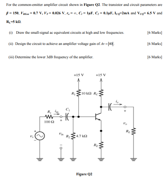 Solved For the common-emitter amplifier circuit shown in | Chegg.com