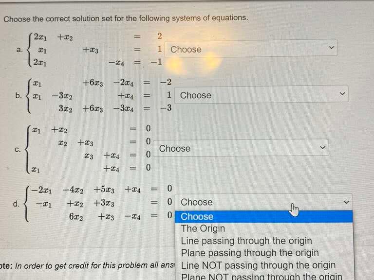Solved Choose The Correct Solution Set For The Following
