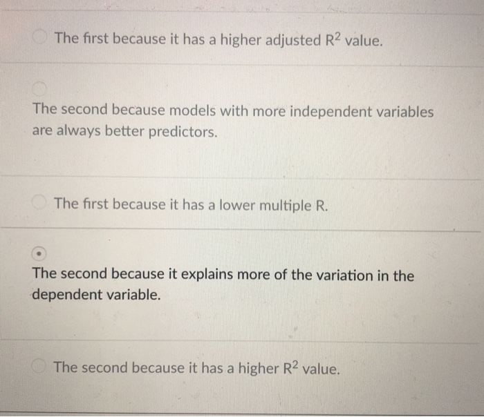 Solved A manager performs two regression analyses. The first | Chegg.com