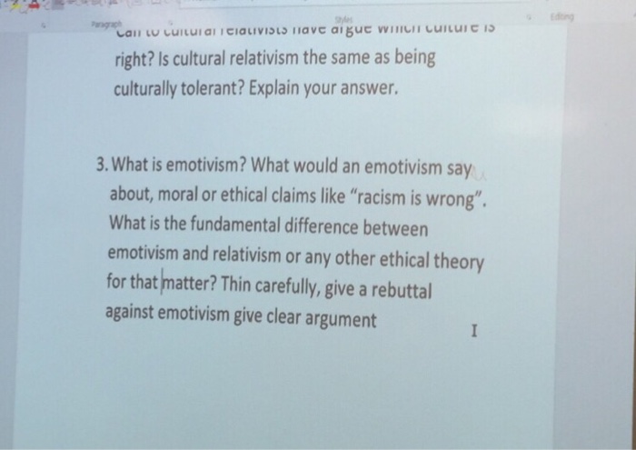 1. What is subjective Relativism? Give detailed ideas | Chegg.com