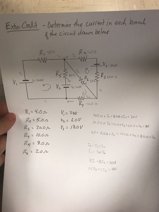 Solved Determine the current in each branch of the circuit | Chegg.com