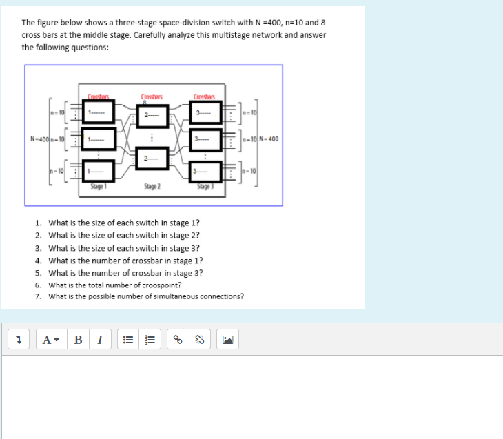 Solved The figure below shows a three-stage space-division | Chegg.com