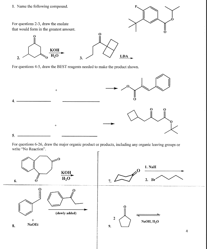 Solved 1. Name the following compound. ta For questions 2-3, | Chegg.com