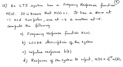 (t) sult) LTI ystemet) qtsin(6+) ult) Sgale. het) | Chegg.com