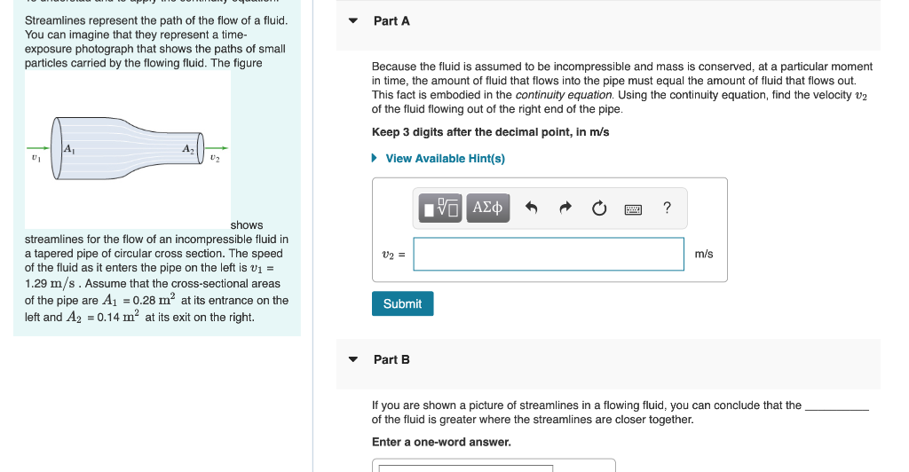 Solved Part A Streamlines represent the path of the flow of | Chegg.com