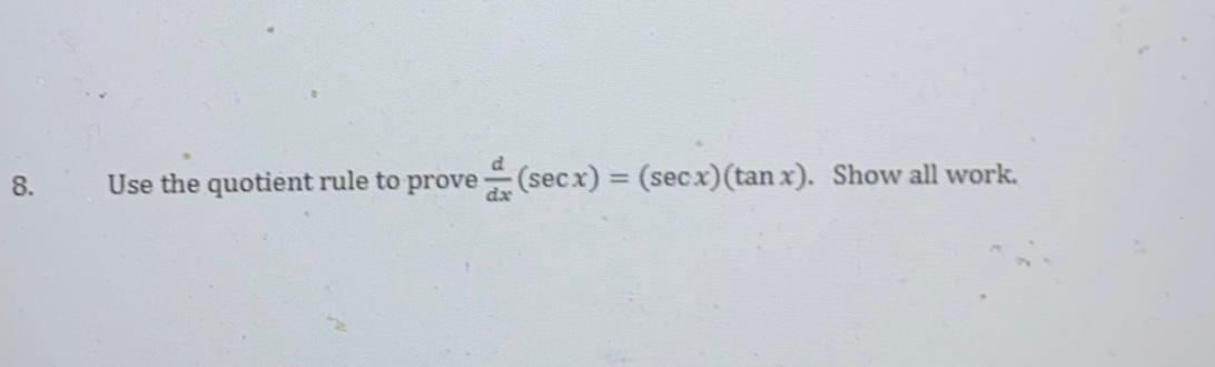 Solved 3. Use the quotient rule to prove | Chegg.com